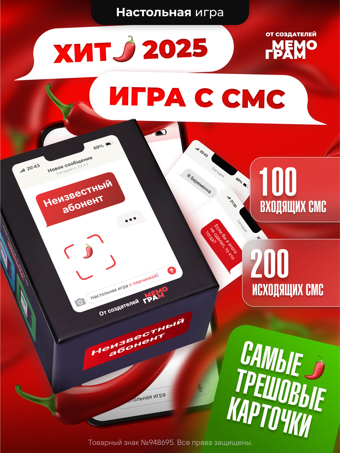 Настольная игра в сообщения Неизвестный Абонент, для праздников в подарок, для друзей и коллег на корпоратив от Мемограм