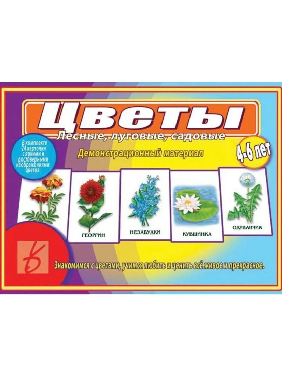 Цветы. Лесные, луговые, садовые. 4-6 лет. Демонстрационный м