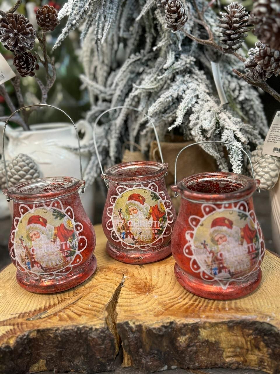 Подсвечники 3 штуки Ретро "Merry Christmas", высота 10 см, Country Artists