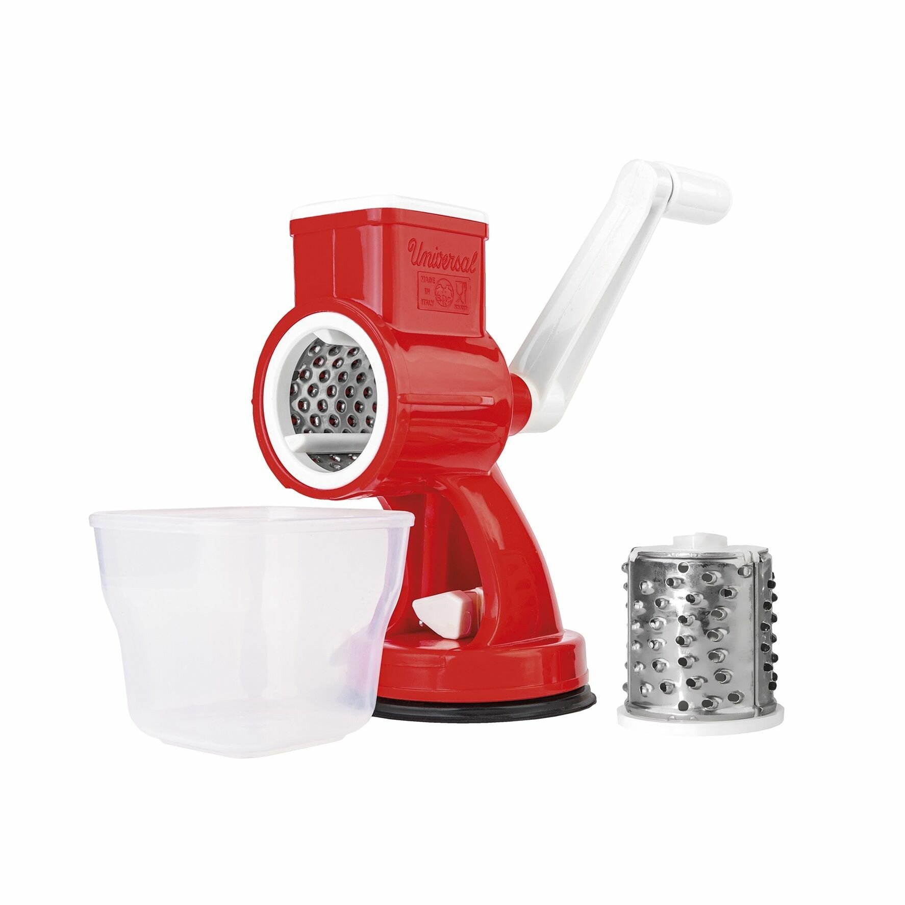 Терка Rigamonti "Универсал", с 2-мя насадками и контейнером, цвет: красный, Италия