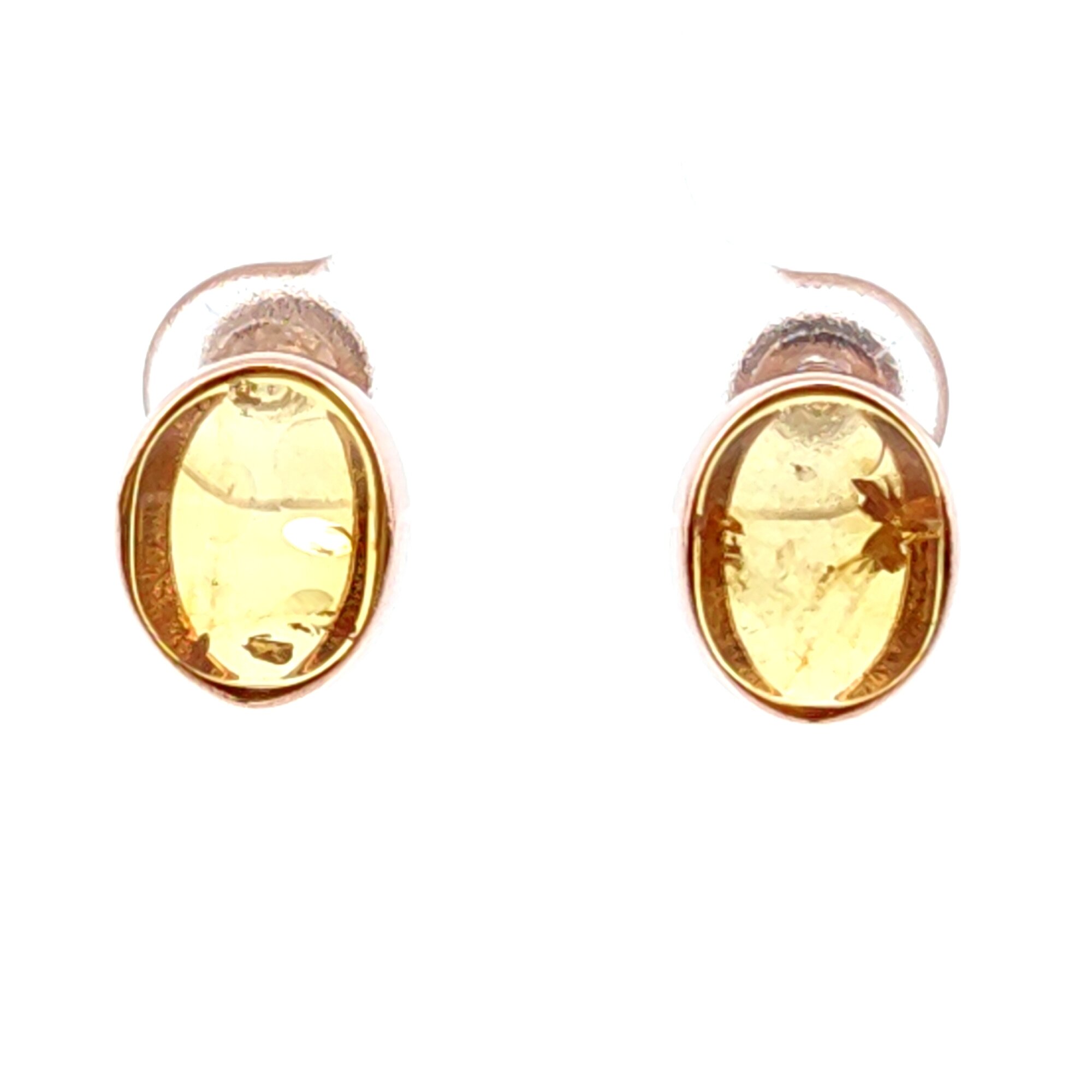 Серьги пусеты, серебро, 925 проба, золочение, янтарь