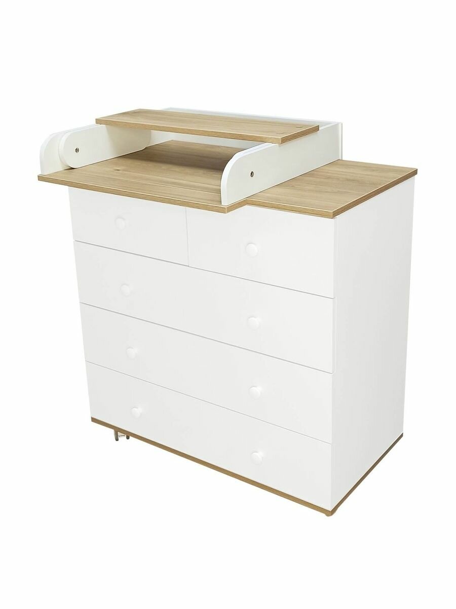 Пеленальный комод Nova 805 с ящиками для одежды, ЛДСП, белый-дуб