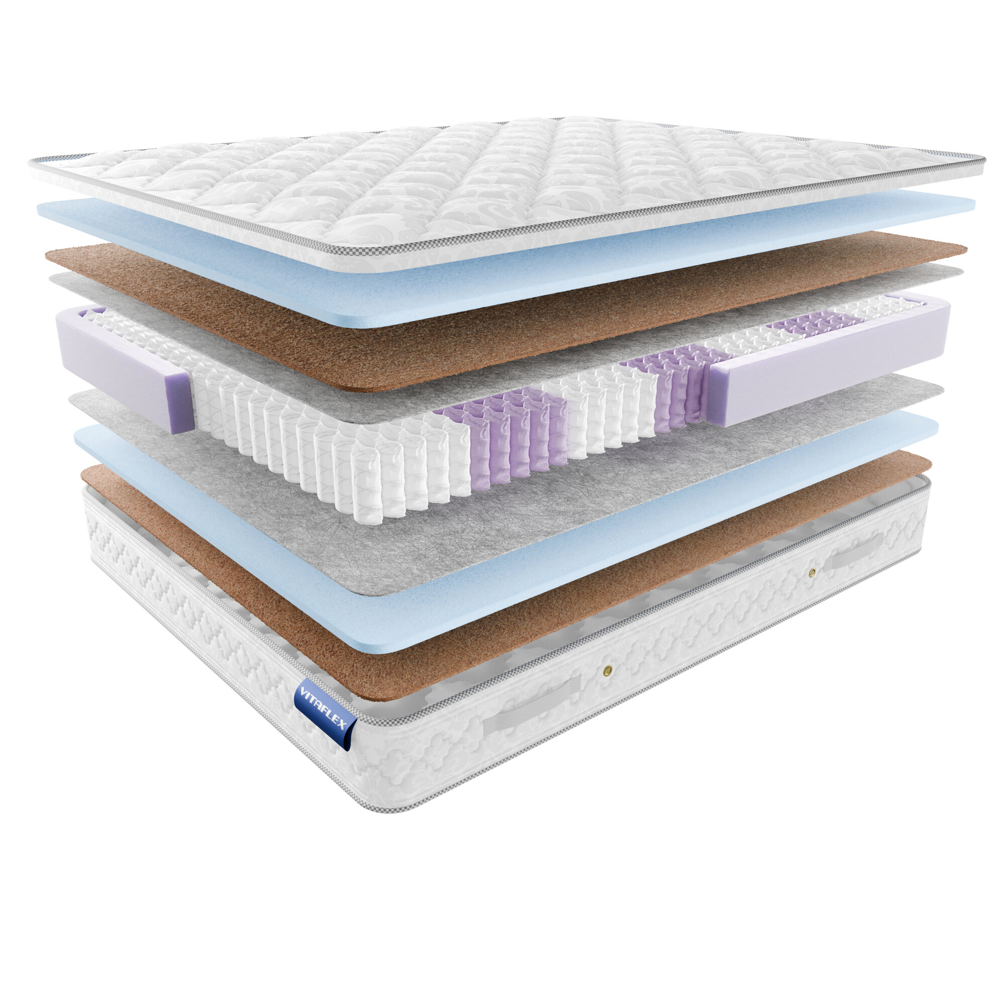 Матрас Vitaflex Double Foam-Hard S1000 200х200 серии Classic высота 22 см анатомический средней жесткости кокосовый