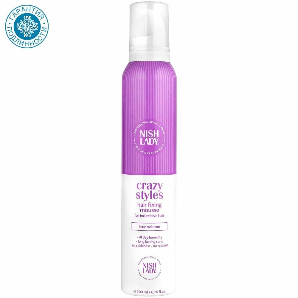 Мусс для фиксации волос Nishlady, Liquid фиксация, объем, 386 мл