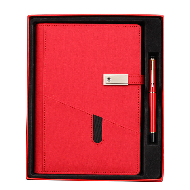 Подарочный блокнот, с блоком питания и записными книжками, красный, 2 шт.