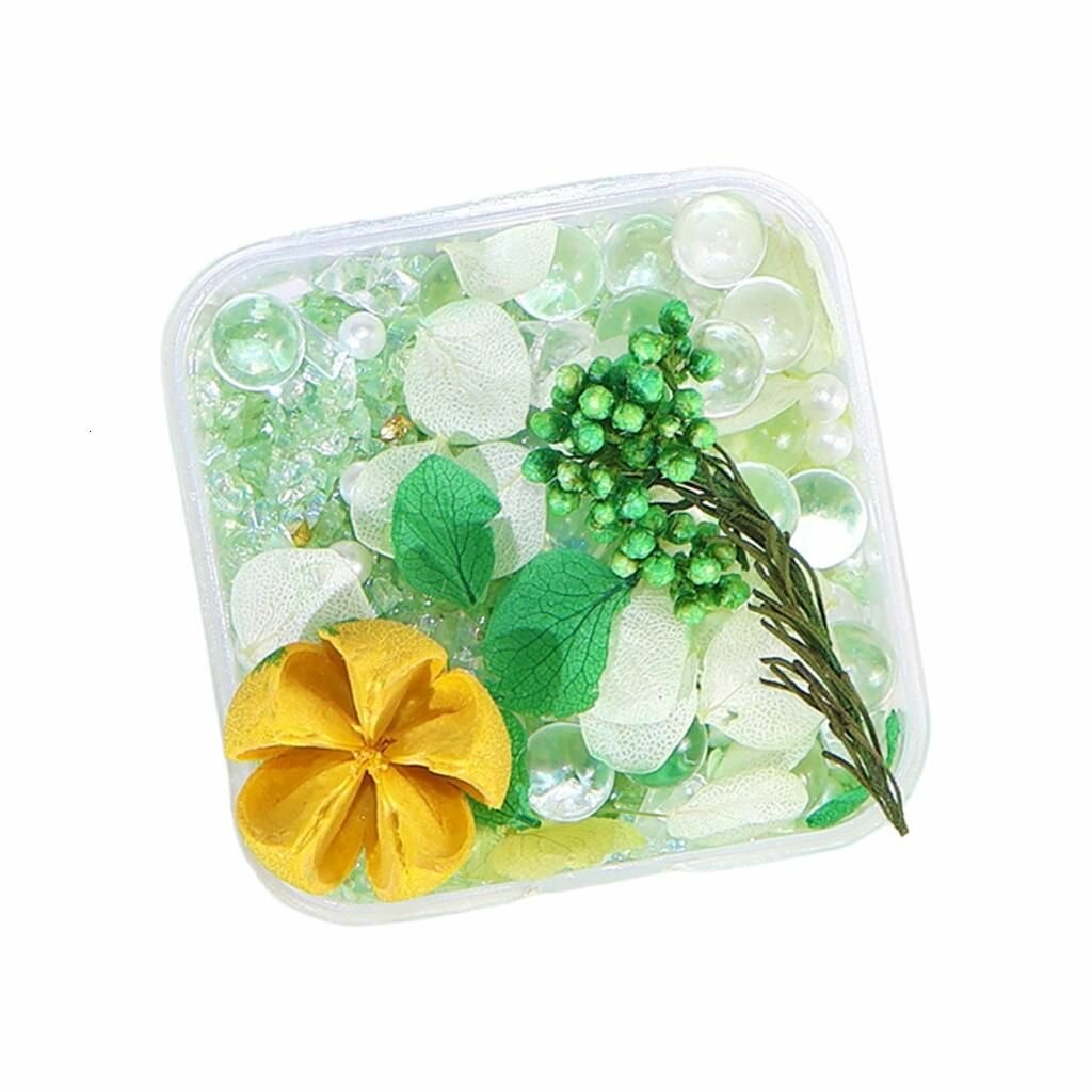 Натуральная композиция из смолы с цветами, стеклянными бусинами, жемчугом и декоративными камнями, - 3