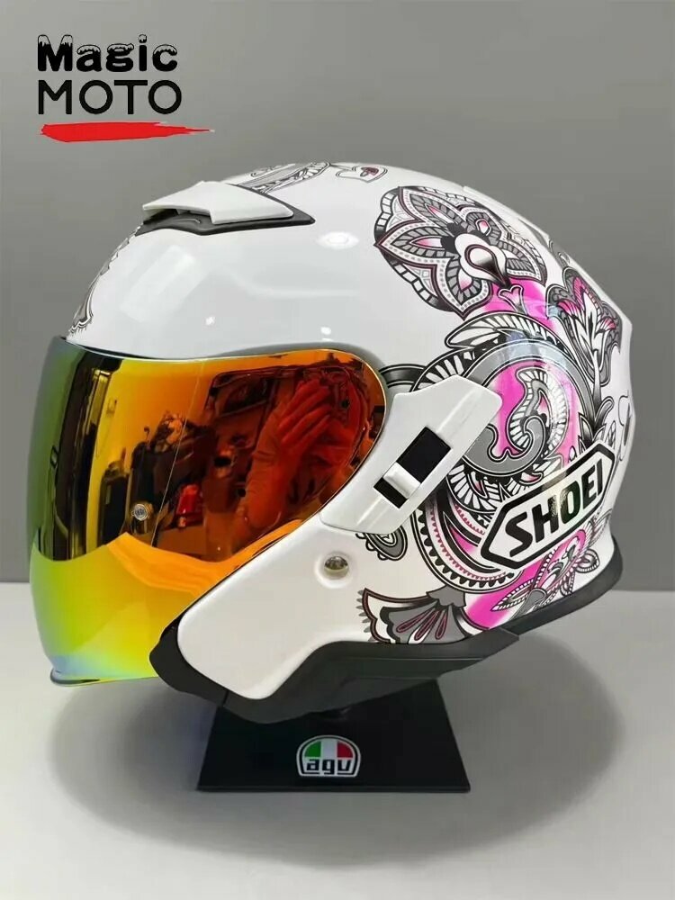 Shoei Мотошлем, цвет: белый, светло-розовый, размер: L