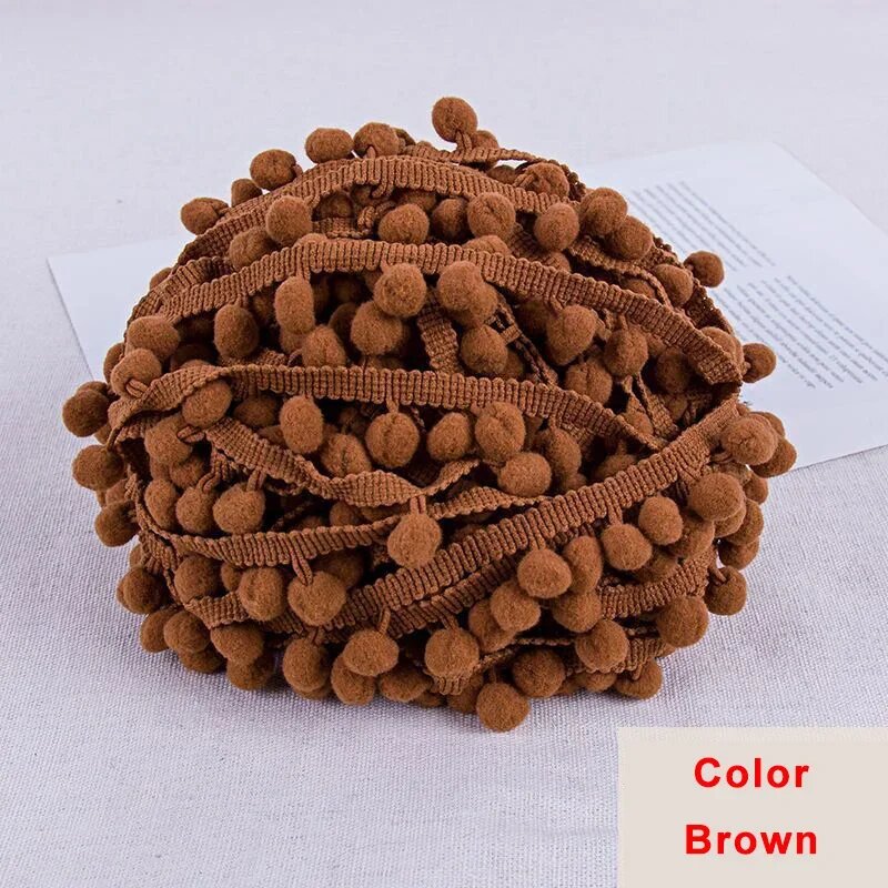 Коричневая тесьма с помпонами 20 ярдов, 25мм, Цвет: 28 brown