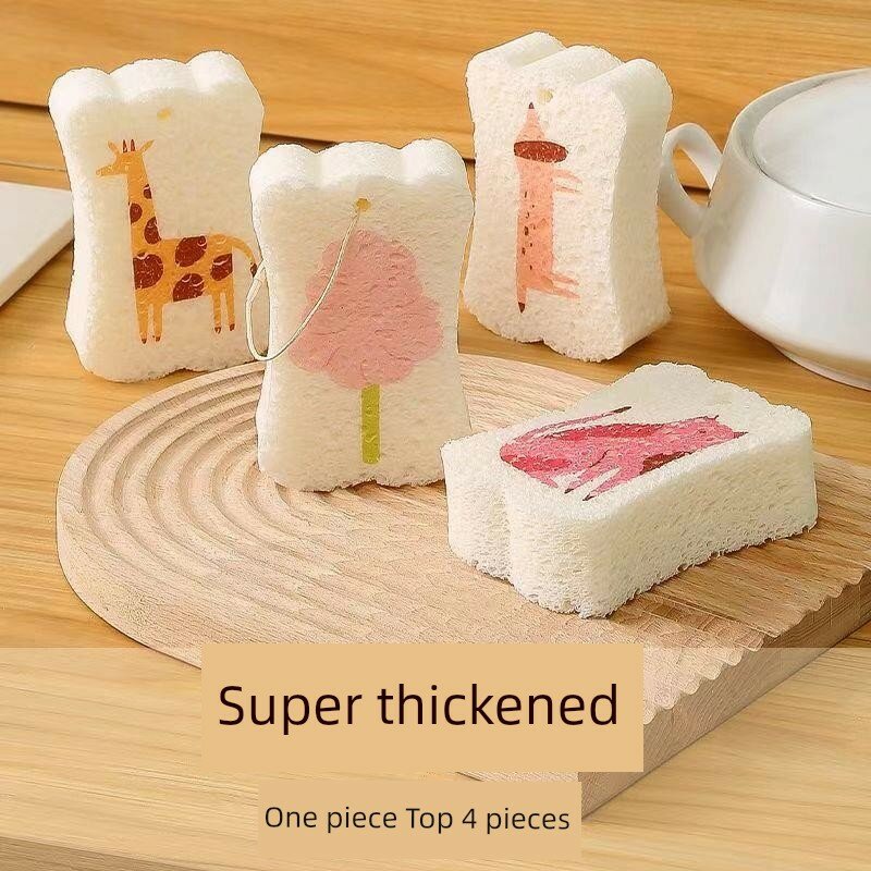 Утолщенная губка из древесной массы, прессованная и впитывающая, расширяется при намокании, губка для мытья посуды,