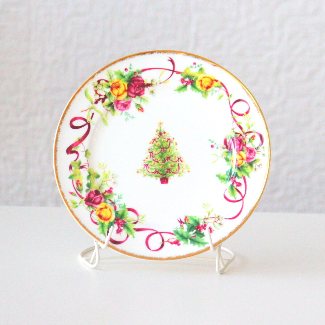 Тарелка новогодняя круглая 21 см. 1 шт. "Алая лента"