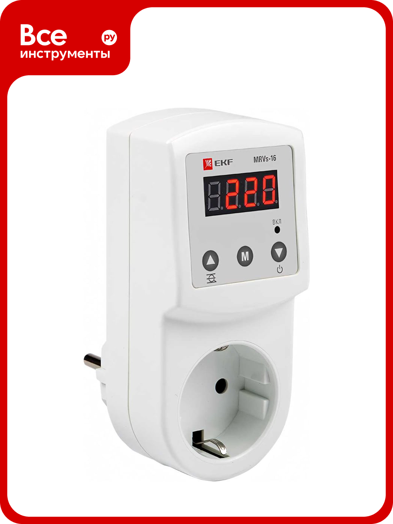 Цифровое розеточное реле напряжения EKF PROxima MRVs-16, зелёный