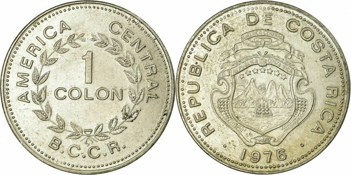 Коста-Рика 1 колон, 1976 - 1977 Герб XF