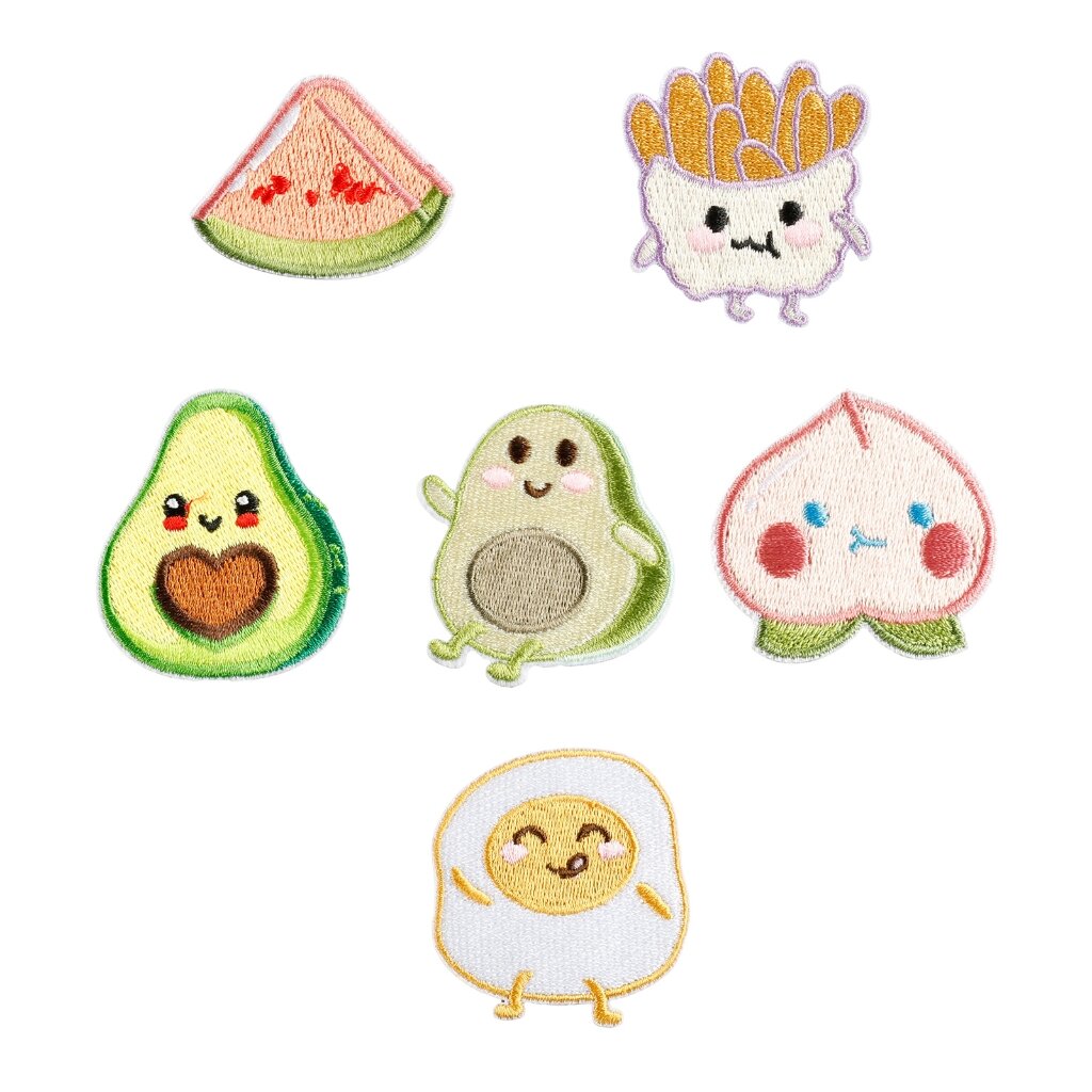6 Шт Нашивки с Вышивкой в виде Персика, Нашивки для Шитья Картофеля Фри, Нашивки с Утюжком, Нашивки С Аппликацией, Пришивные Нашивки для Одежды