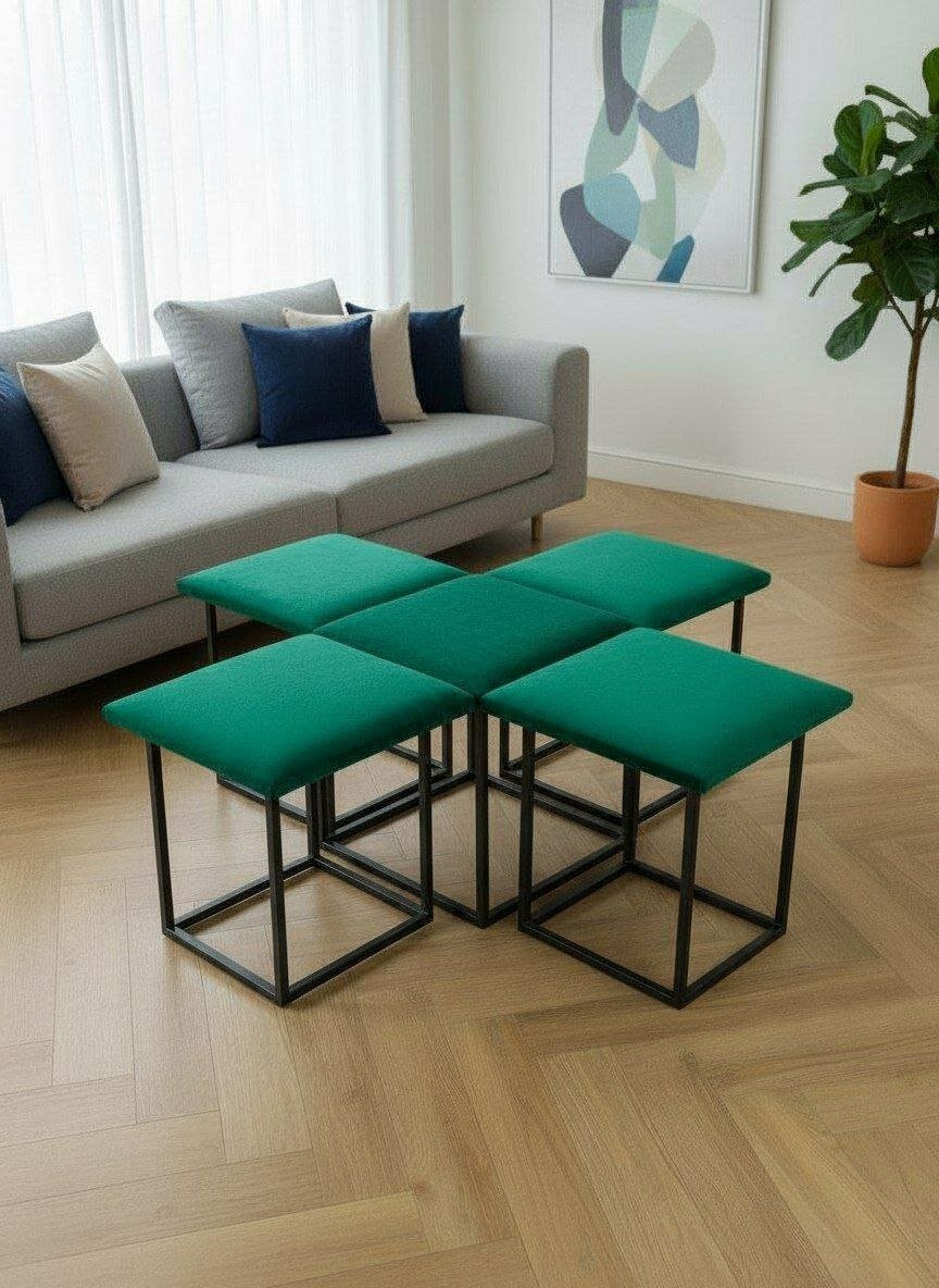 Пуф "Куб 5 в 1", антивандальный велюр, 42 см x 42 см, нагрузка до 90кг, зеленый