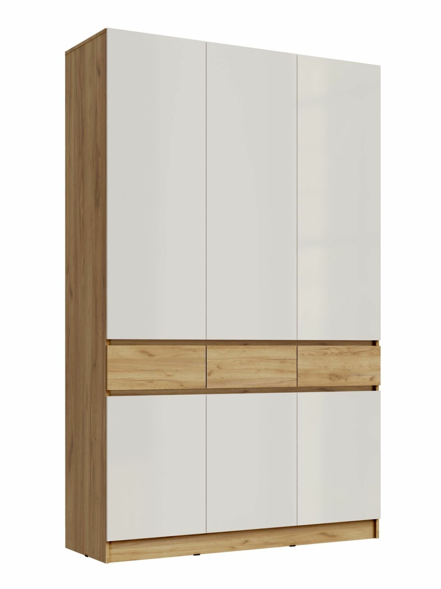 Шкаф 3-ств. Регина 1500х2400х520 (Белый глянец/Дуб Крафт) МИФ