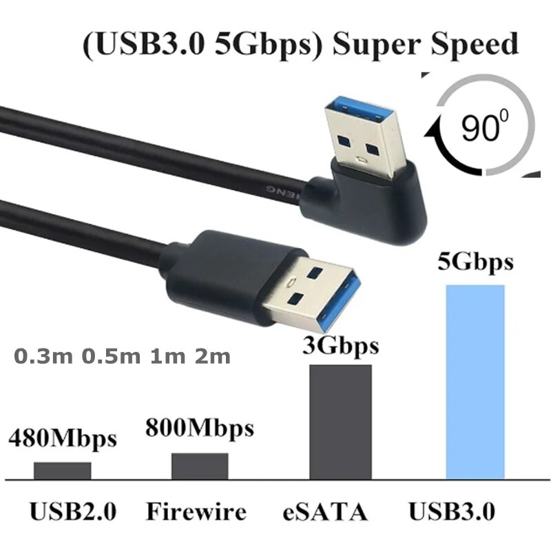 USB 3.0 кабель черный, 2m, Down — фото 1