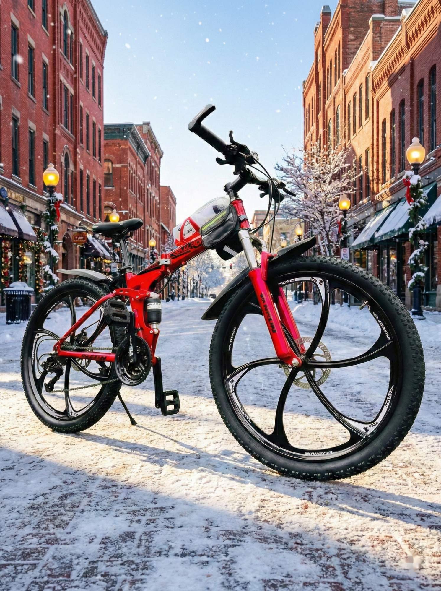 Горный складной велосипед на дисках GROM, городской, 26 дюймов / взрослый, мужской и женский для прогулки / скоростной, спортивный велик для подростков красный