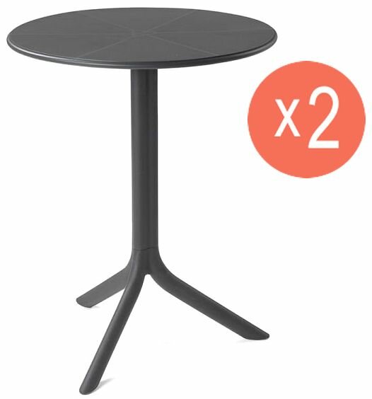 Столы садовые обеденные 2 шт. Италия, NARDI Spritz + Spritz Mini, цвет антрацит, 60 см