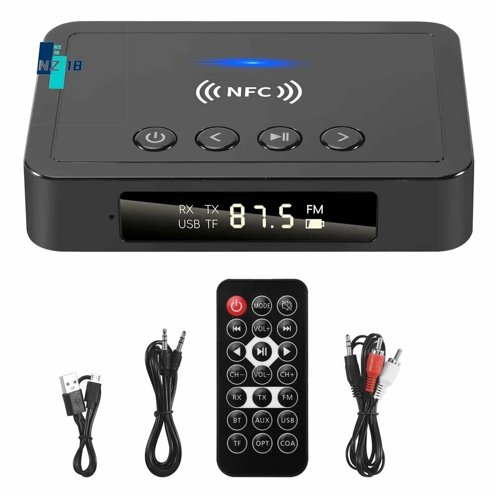 (O H G N) Bluetooth 5,0 приемник передатчик FM стерео AUX 3,5 мм разъем беспроводной NFC аудио адаптер совместим с ТВ ПК наушники