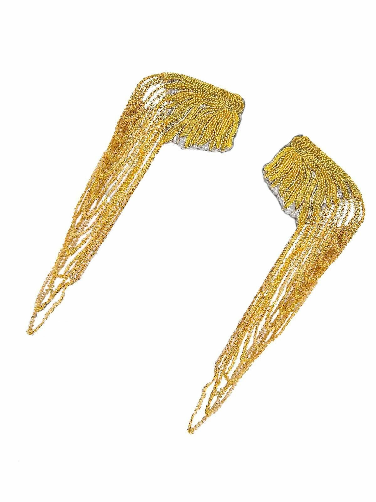 Накладные плечевые нашивки с кисточками и пайетками, Золото