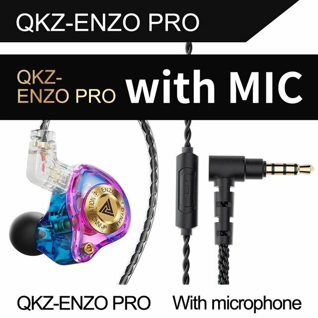 Проводные наушники QKZ ENZO PRO Metal, с большими динамическими излучателями и 3,5-мм микрофоном, игровые внутриканальные наушники, наушники для диджеев и любителей музыки.