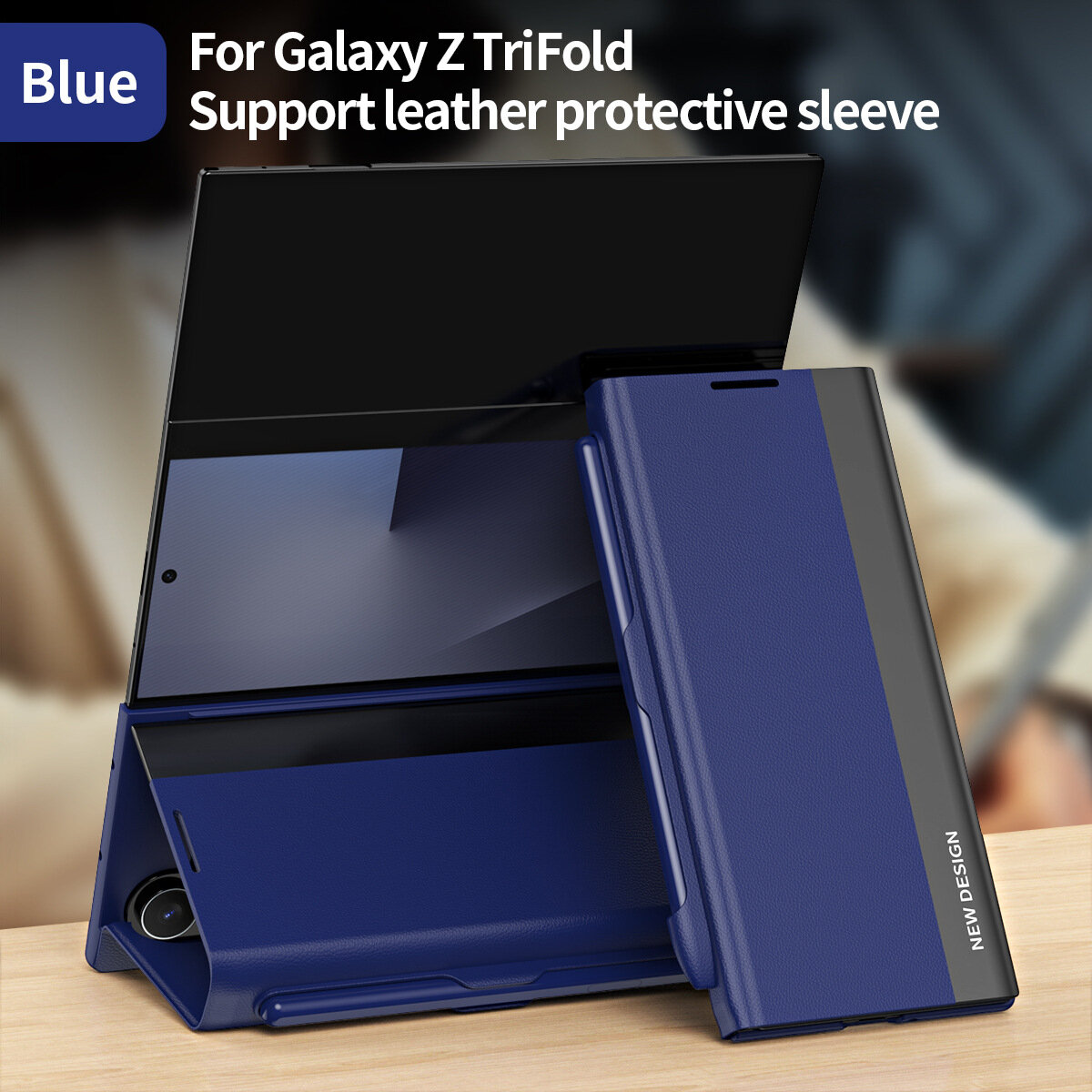 Чехол-книжка MyPads для смартфона-планшета Samsung Galaxy Z TriFold из качественной импортной кожи, с крепежом для стилуса и магнитной крышкой, с т.