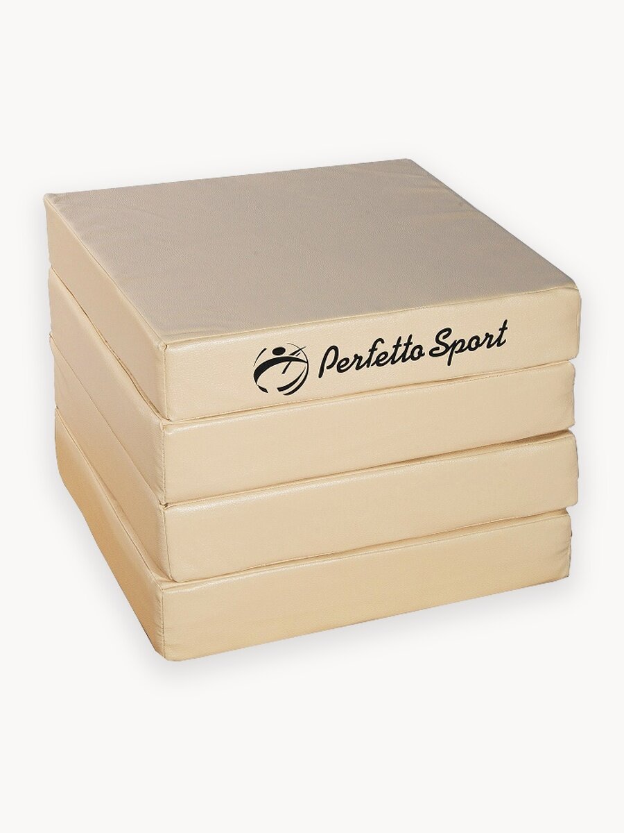 Мат спортивный Perfetto Sport №11, 100 x 100 х 10 см, 4 секции складной бежевый