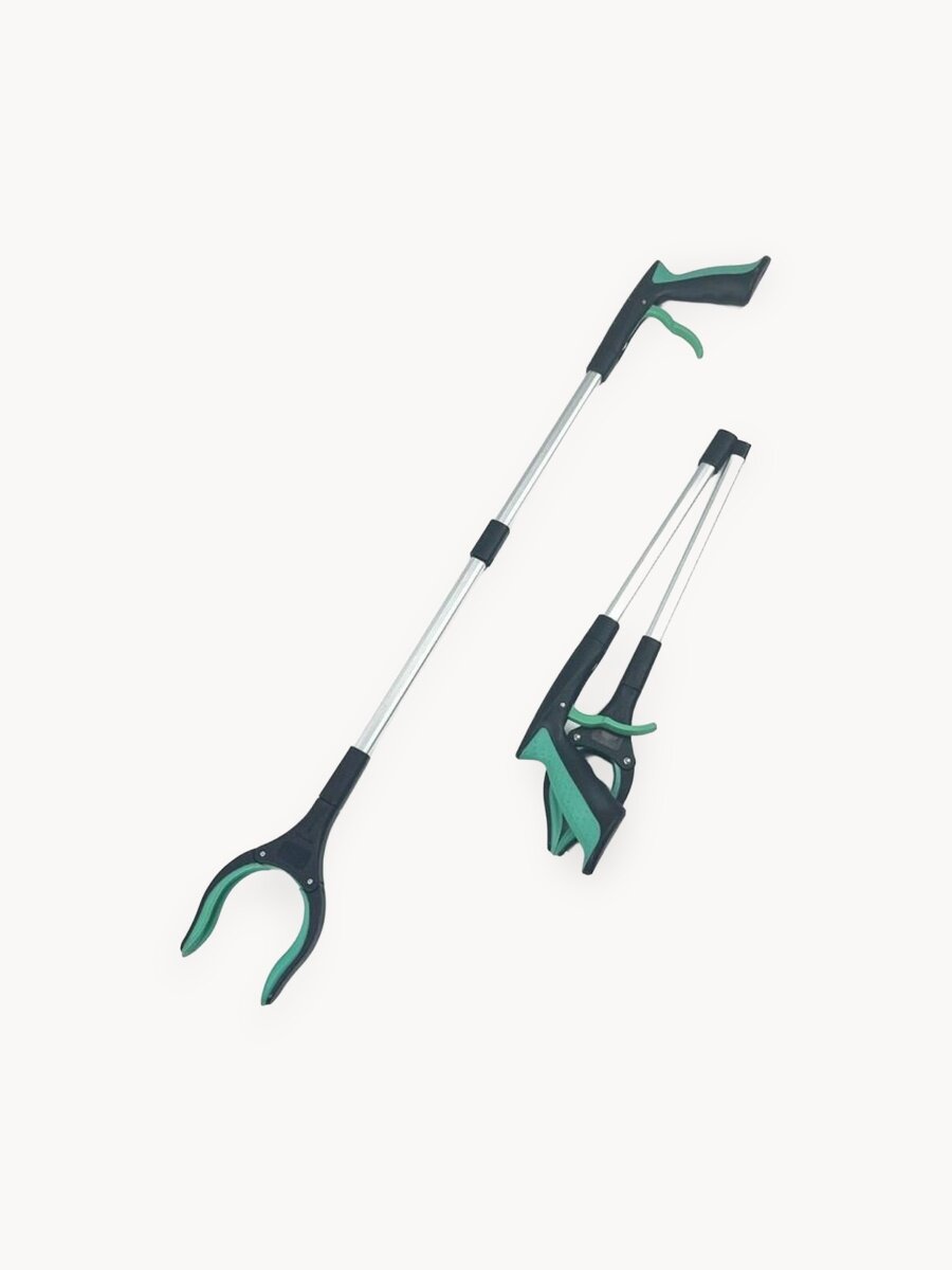 Захват складной для сбора мусора и предметов, щипцы для мусора, палка хваталка, зеленый