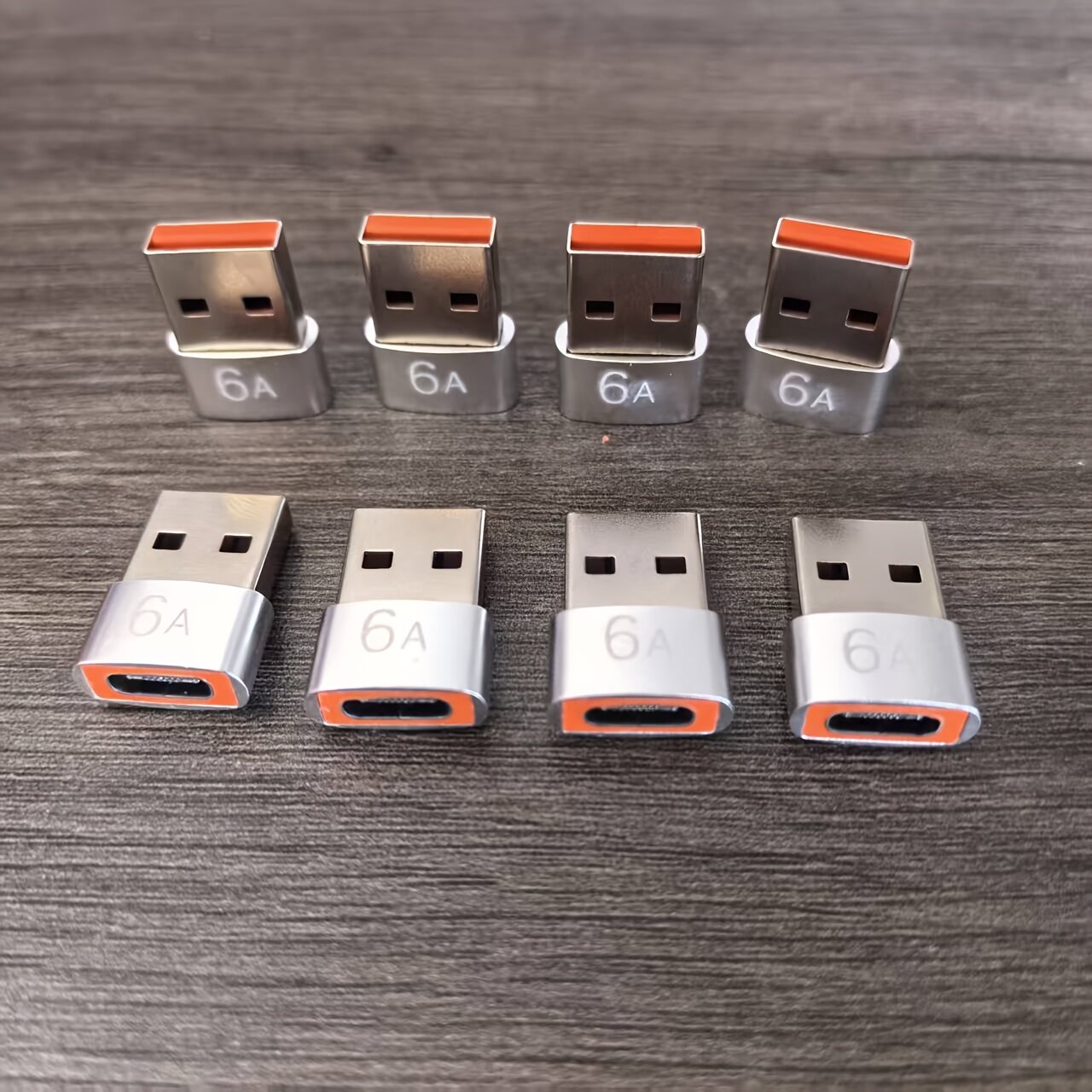 Переходник Type-C на USB, серебристый, набор 8 шт, компактный, для зарядки и подключения флеш-накопителей, совместим со смартфонами, планшетами и компьютерами