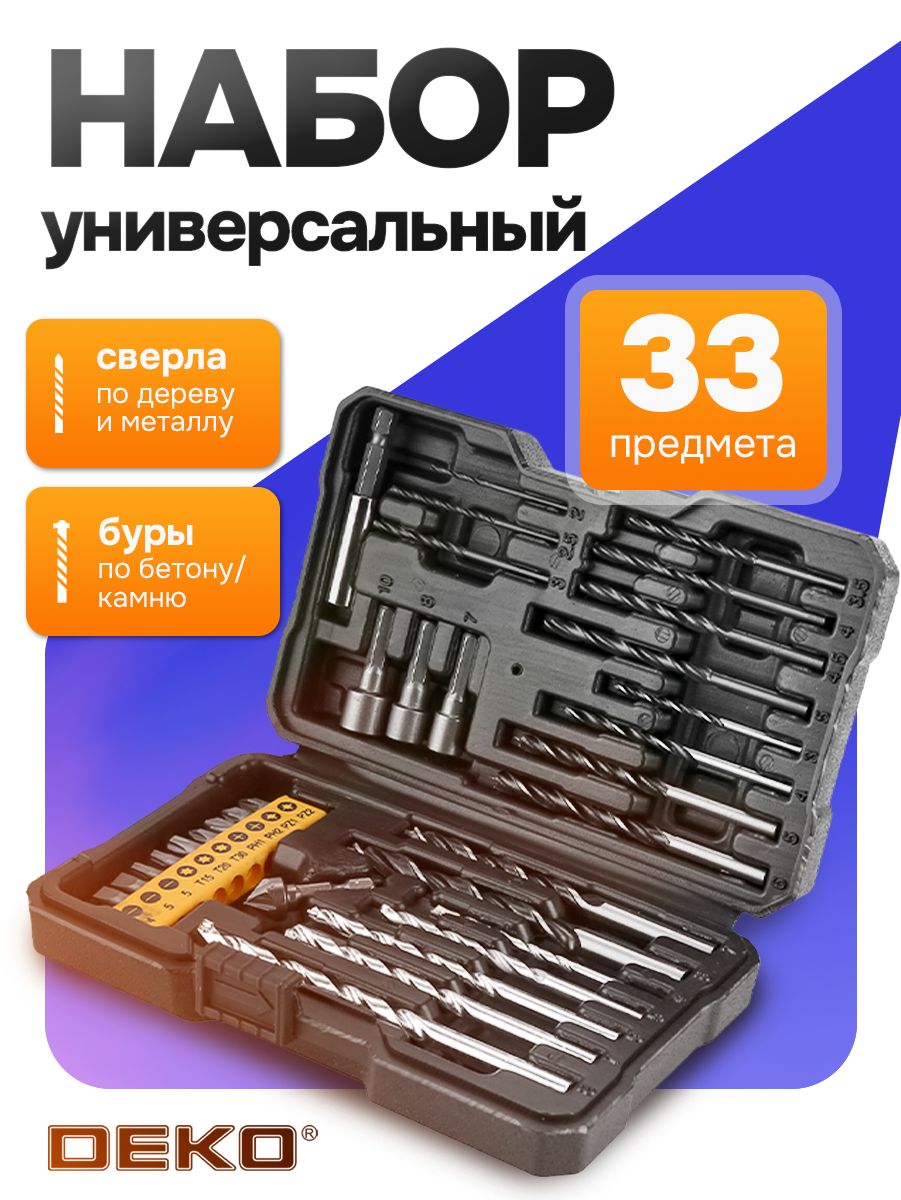 Универсальный набор оснастки DEKO DH33 (33 предмета) в пластиковом кейсе