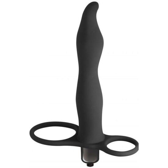 Вибронасадка Lola Toys Черная для двойного проникновения Flirtini - 15,9 см.