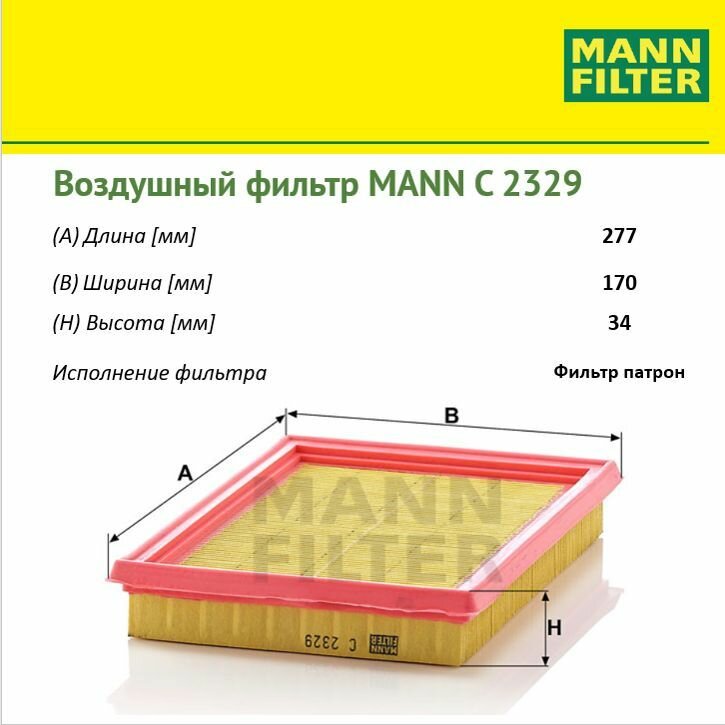 MANN-FILTER C2329 Фильтр Воздушный
