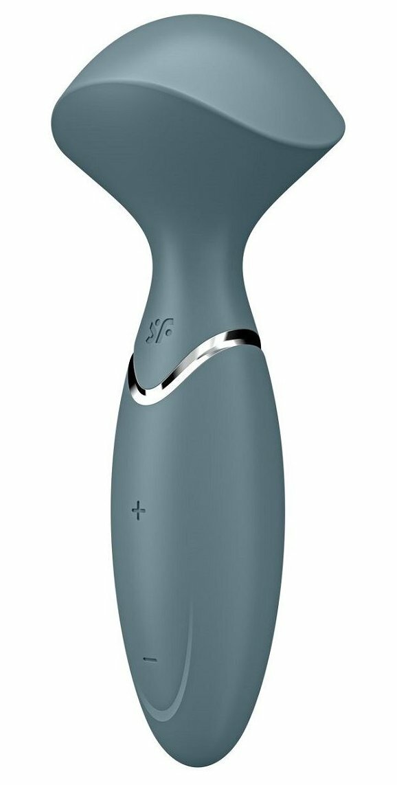Серый вибромассажер Mini Wand-er 16 см Satisfyer