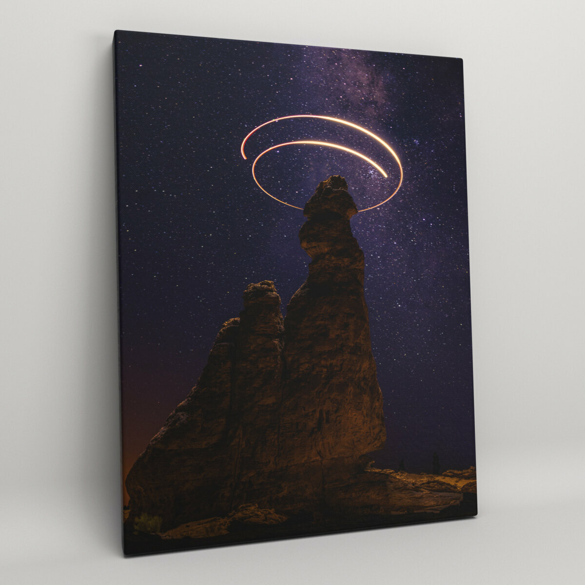 Картина на холсте (интерьерный постер) "Звездное небо в пустыне №2" природа, с деревянным подрамником, размер 30х40 см