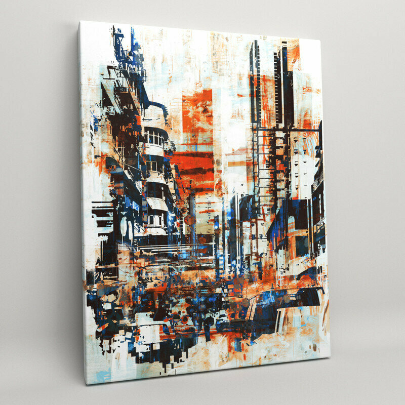Картина на холсте (интерьерный постер) "Иллюстрация Нью Йорк", с деревянным подрамником, размер 30x40 см