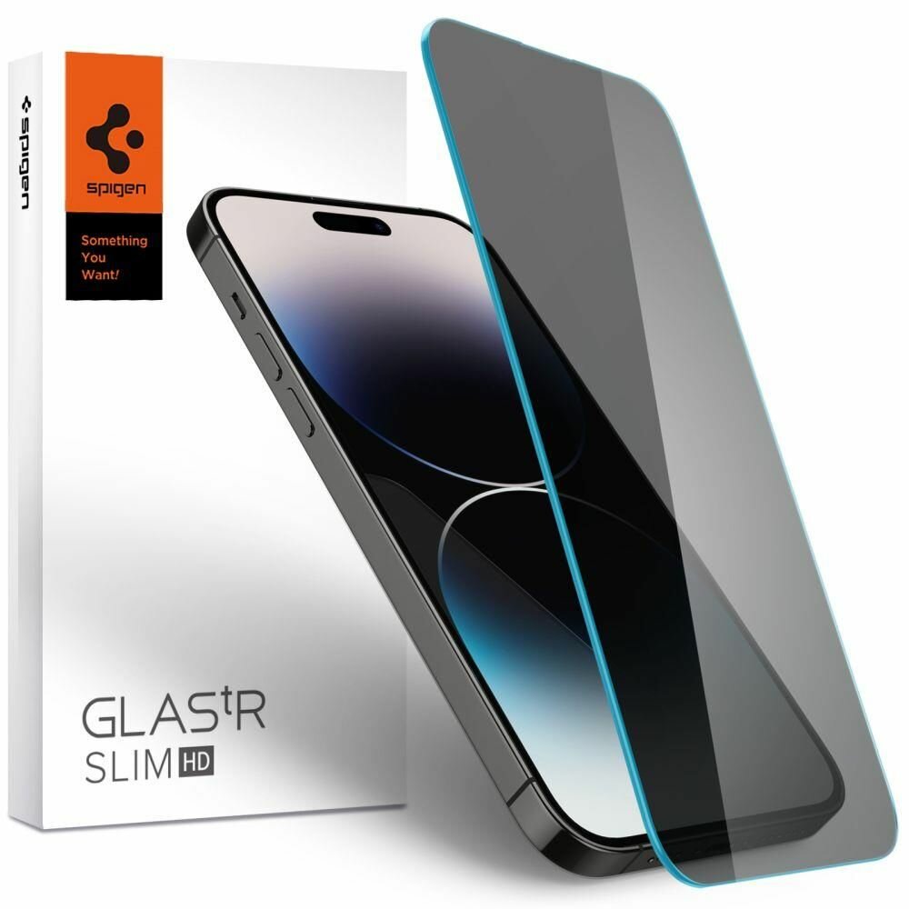 Защитное стекло Spigen на iPhone 14 Pro (AGL05223) GLAS.tR Slim HD 1 шт / Спиген стекло для Айфон 14 Про, прочное, олеофобное покрытие, затемненное