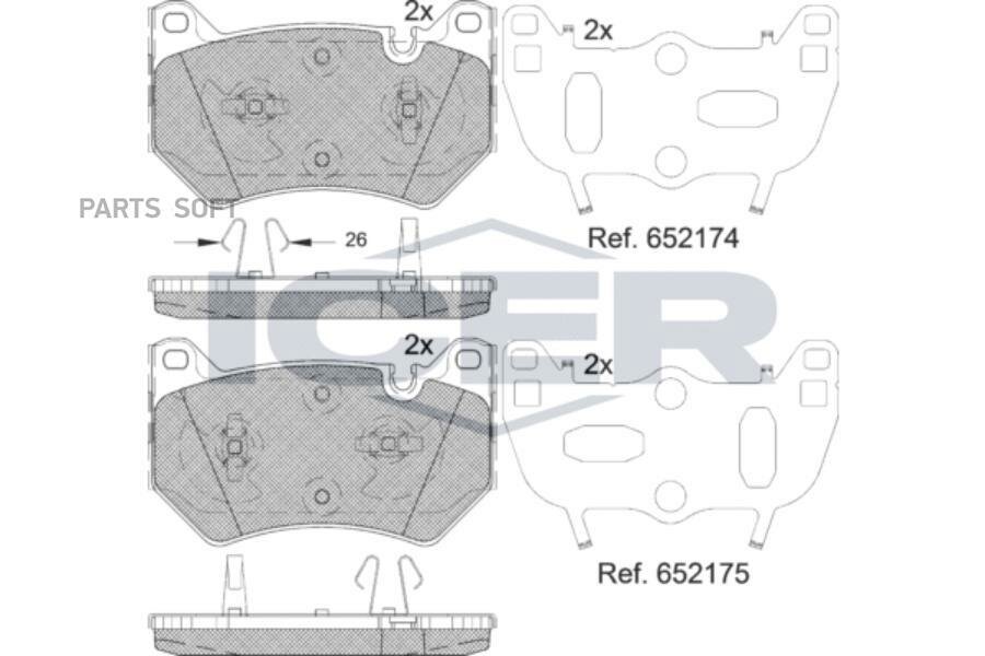 Колодки торм. диск. передние AUDI Q5 (FYB FYG) (06/16 -) Icer арт. 182385