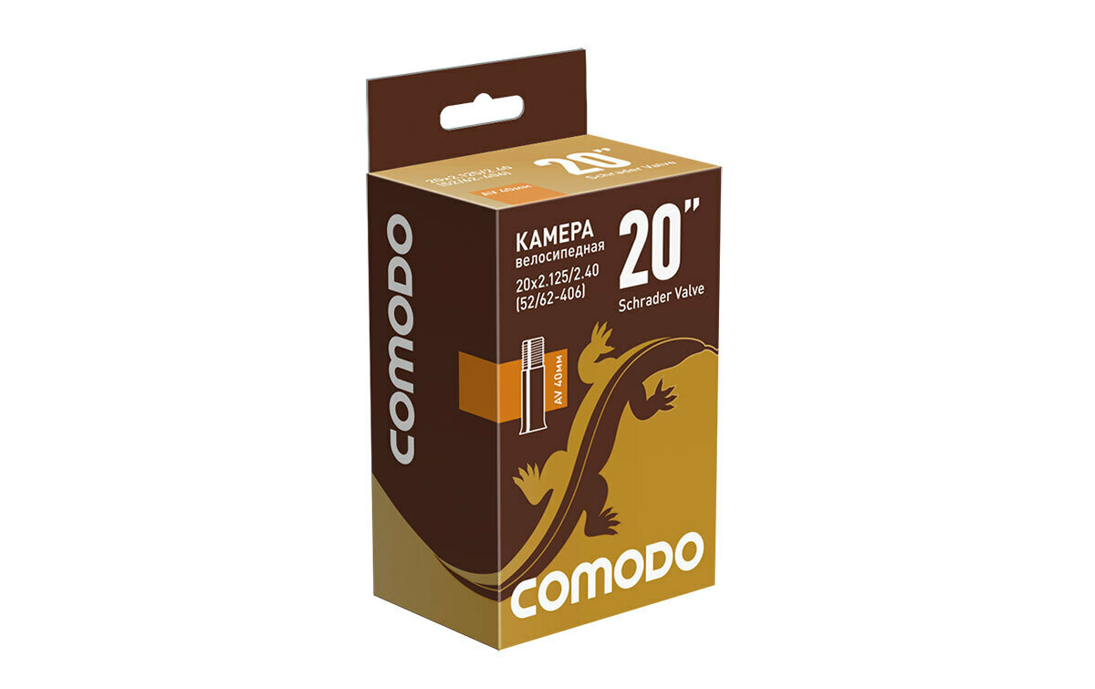 Велокамера COMODO 20 x 2.125/2.40, (52/62-406), черный, автониппель