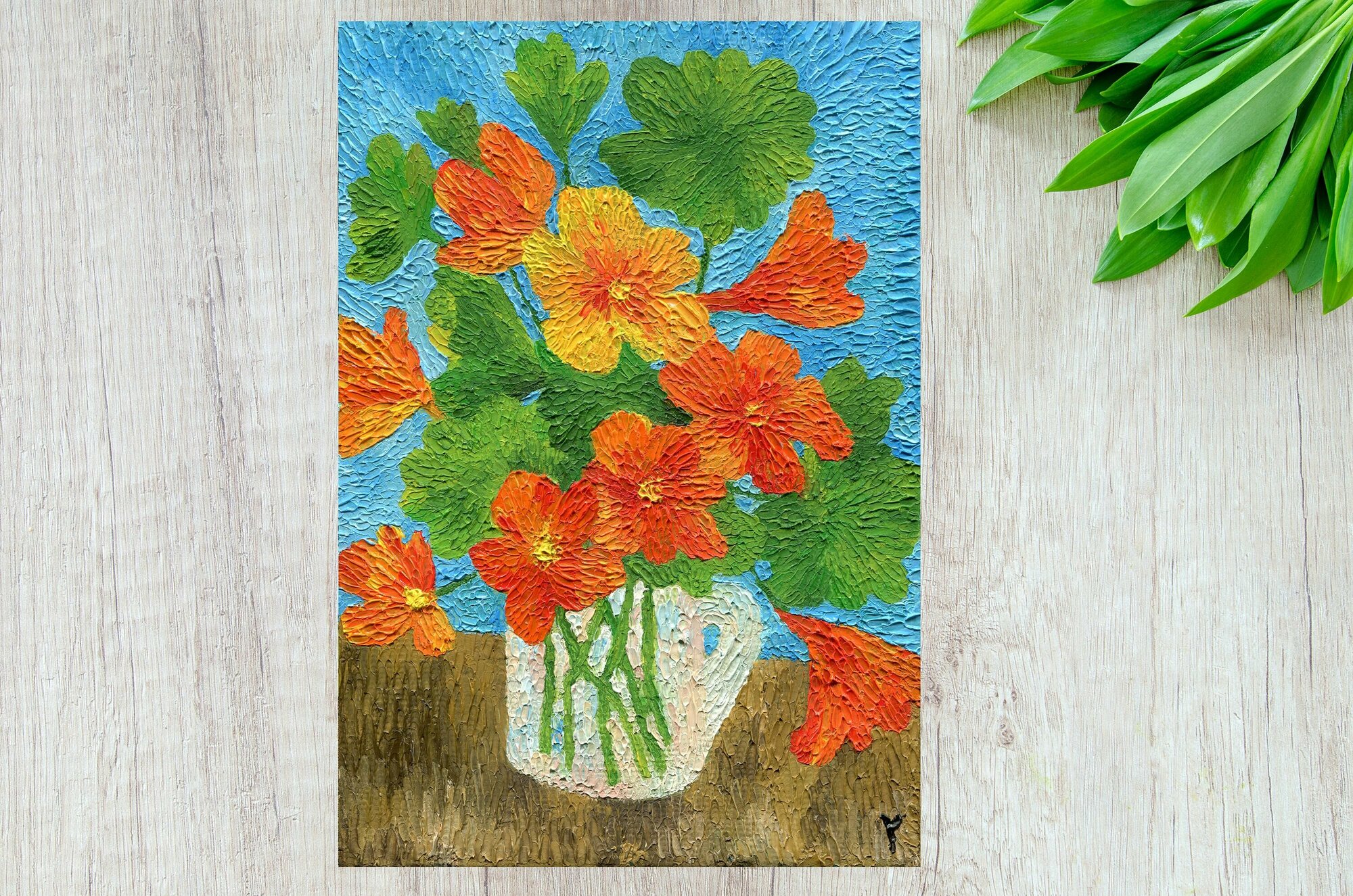 Открытка поздравительная Букет настурции Открытка с конвертом для посткроссинга