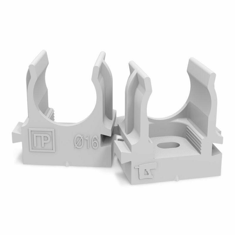 Держатель для монтажного пистолета (клипса) d16мм в п/э сер. Промрукав PR13.0119 (100 штук упак.)