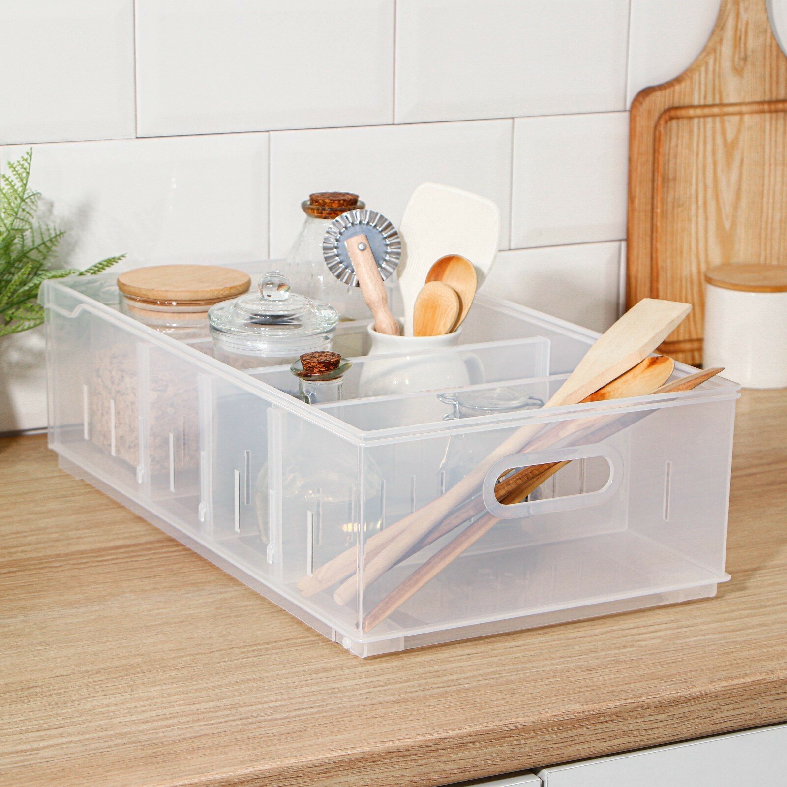 Контейнер для хранения без крышки Econova ROLLY, 11.5 л, пластик, 24.2×45×12.9 см, прозрачный