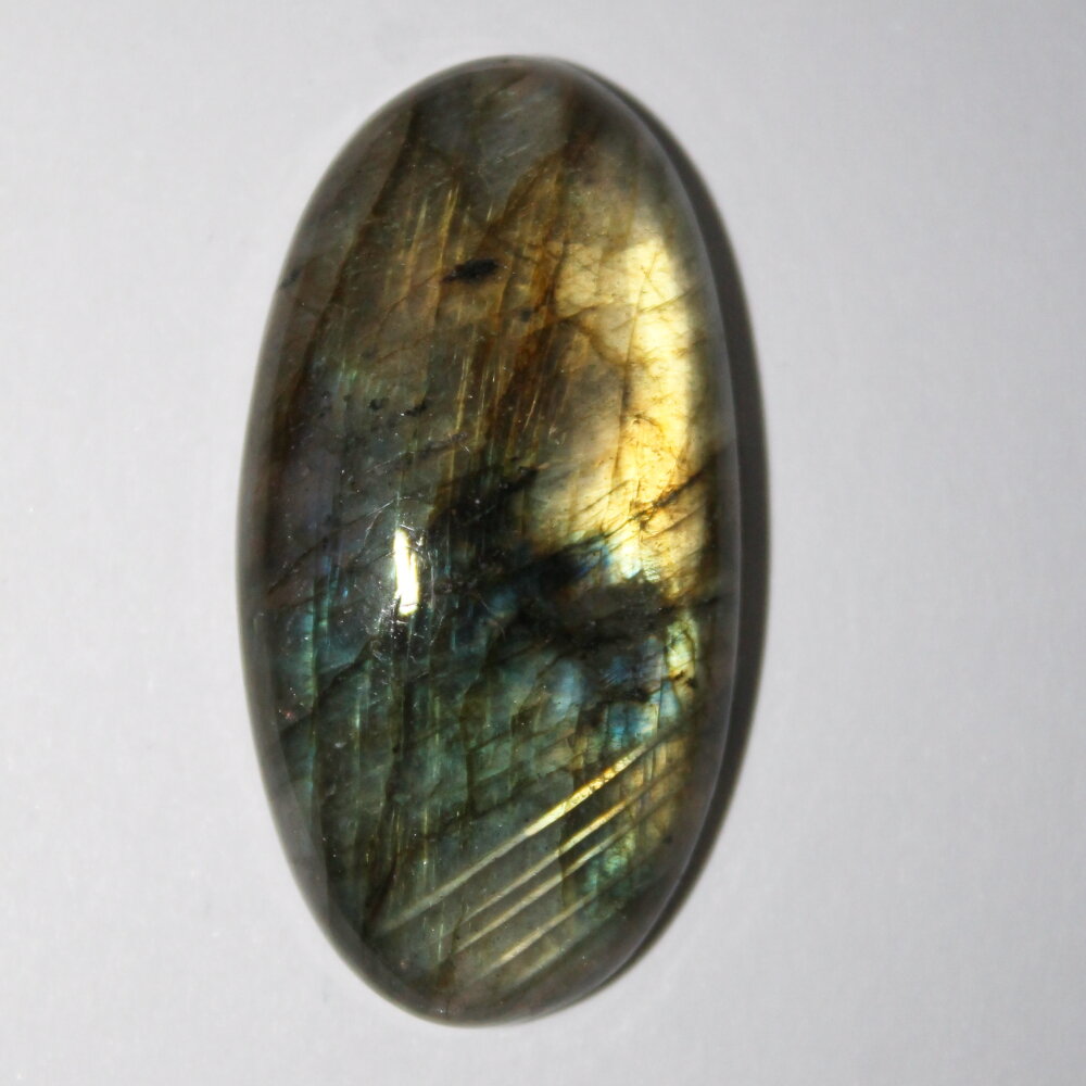 Коллекционный кабошон Лабрадор, 37х20х5 мм, Мадагаскар, "True Stones"
