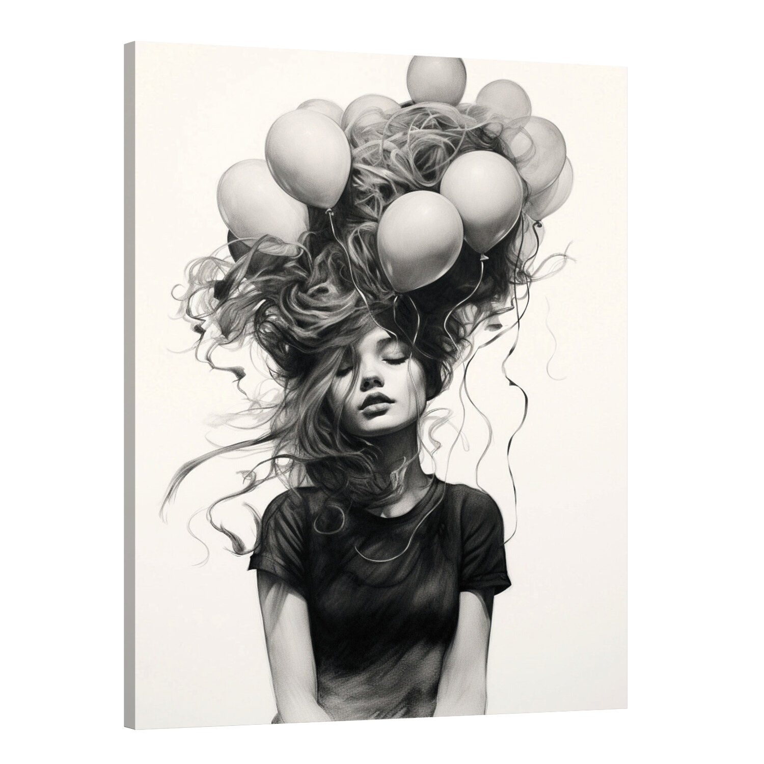 Интерьерная картина 50х70 "Девушка и шарики"