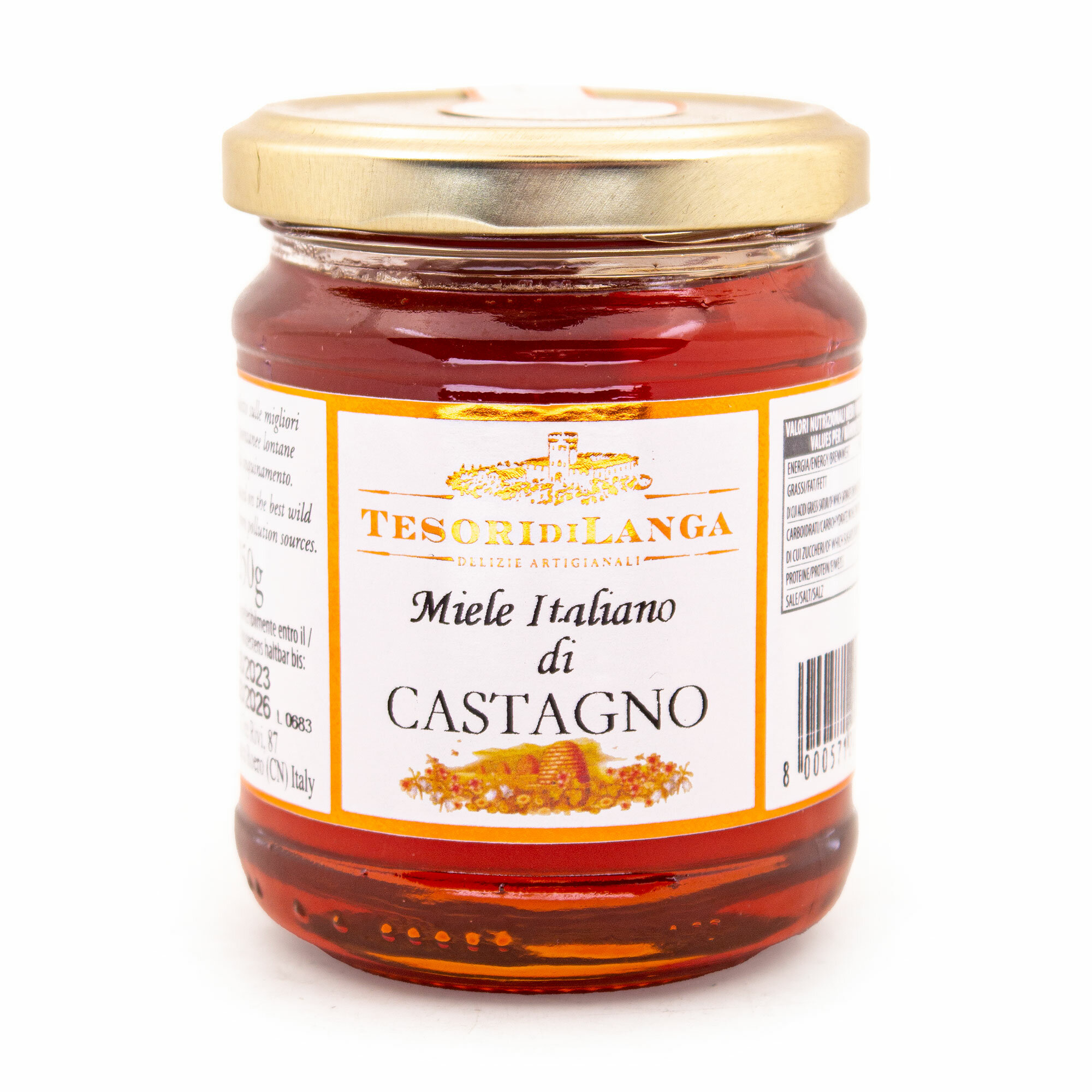 Мед каштановый, TESORI DI LANGA, 0,250 кг (ст/б)