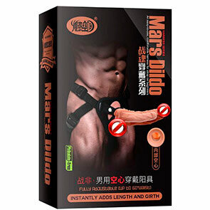 Пустотелый страпон на трусиках 16см