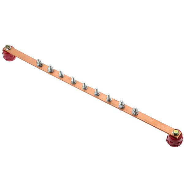 Шина N ноль на 9 присоединений медь 200А 1000В на монт. плату шириной от 400мм (2 шт. в наборе)