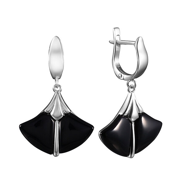 Серьги, серебро, 925 проба, оникс