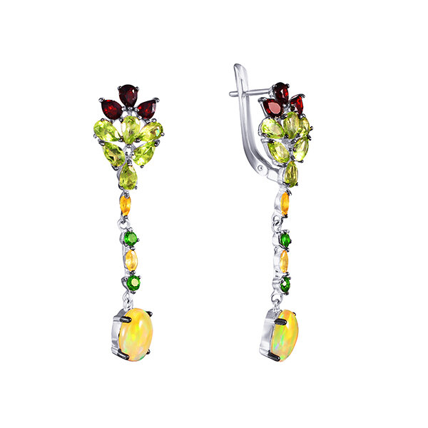 Серьги, серебро, 925 проба, опал