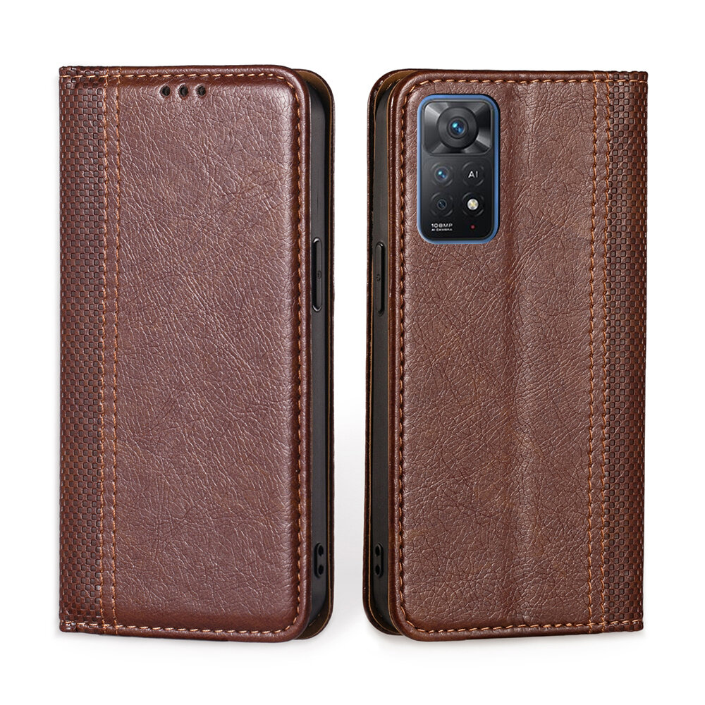 Чехол-книжка MyPads для Xiaomi Redmi Note 11 Pro / Note 11e Pro / 12 Pro 4G из качественной импортной кожи коричневый