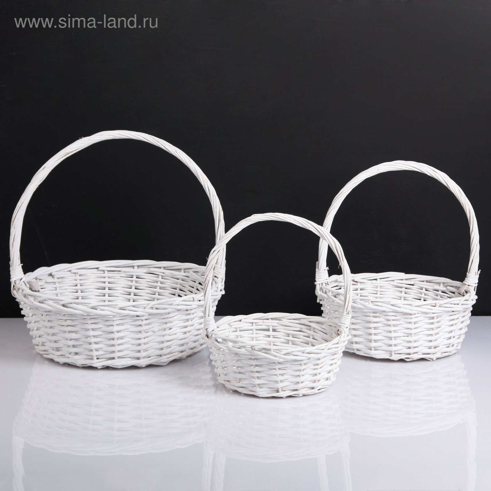 Корзина плетёная для хранения Abigail, ива, овальная, белая, набор 3 шт.